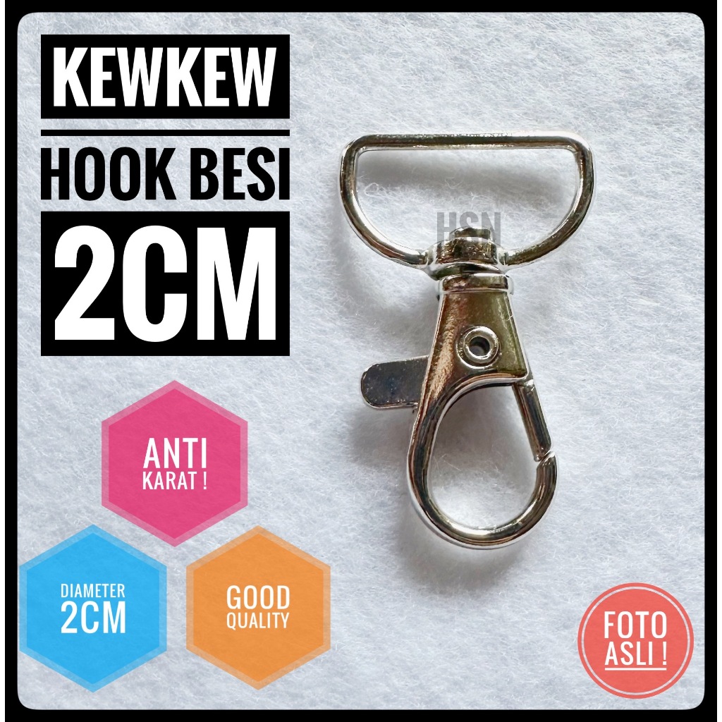 Jual pengait tali tas / hook tali tas / kew kew besi 2cm (12pcs ...