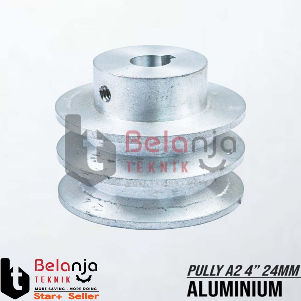 Jual Pully Alumunium A 2 Jalur 4" As 24 mm Pulley Puli A2 4 Inch As ...