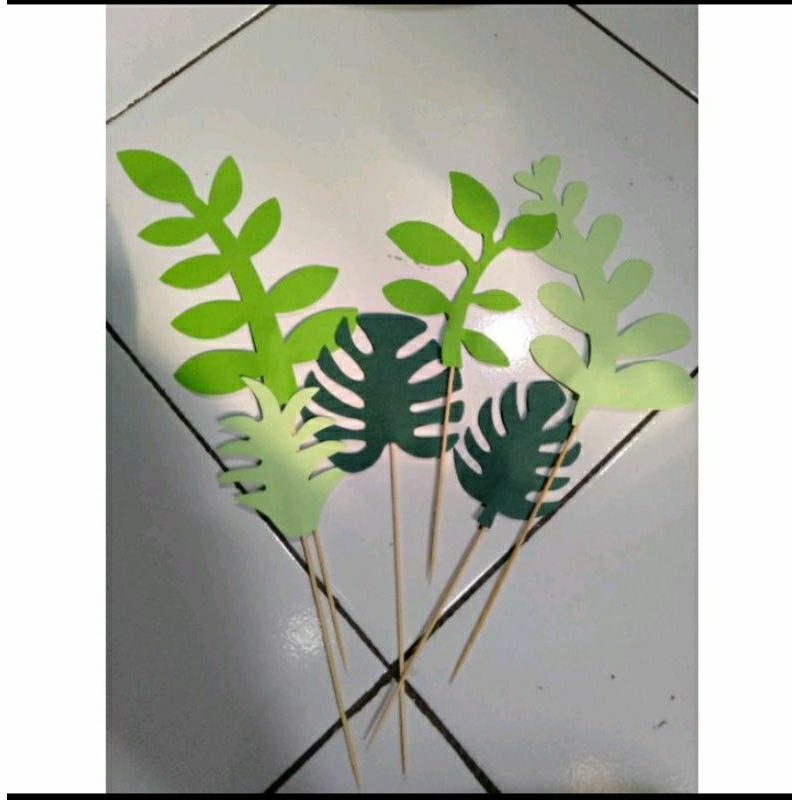 Jual Topper Daun Hutan,Hiasan kue Daun Topper jungle,Daun tropis,7pcs ...