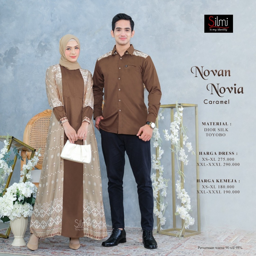 Jual COUPLE NOVAN & NOVIA CARAMEL BY SILMI FASHION BAJU SET COUPLE KOKO DAN GAMIS WARNA BROWN ...