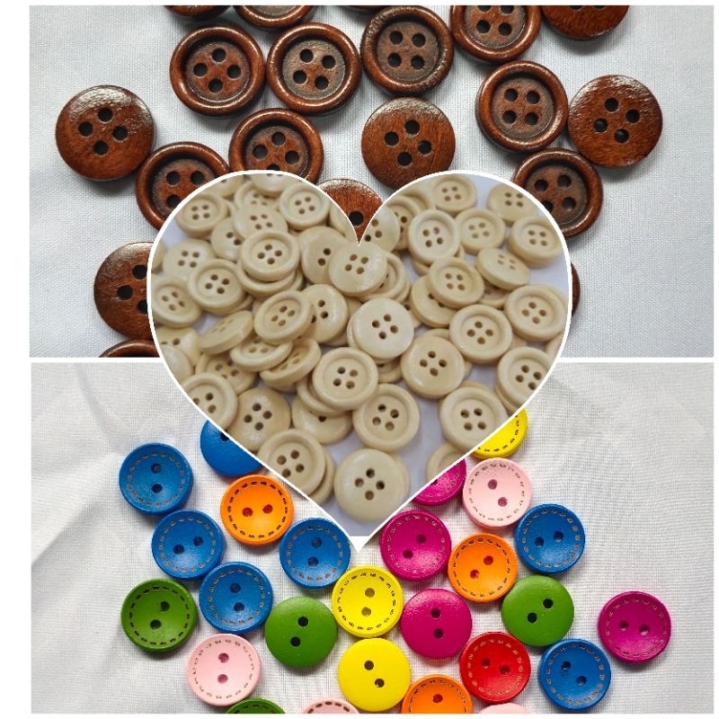 Jual Kancing Kayu krem coklat warna ukuran 24 L per lusin | Shopee ...