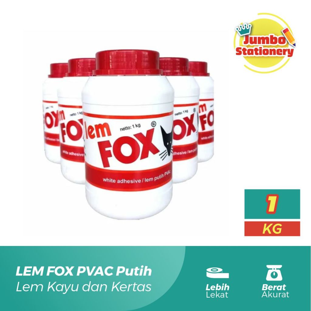 Jual Lem Fox Botol Lem Putih PVAC Lem Kayu Botol 1000 gram 1 Kg ...