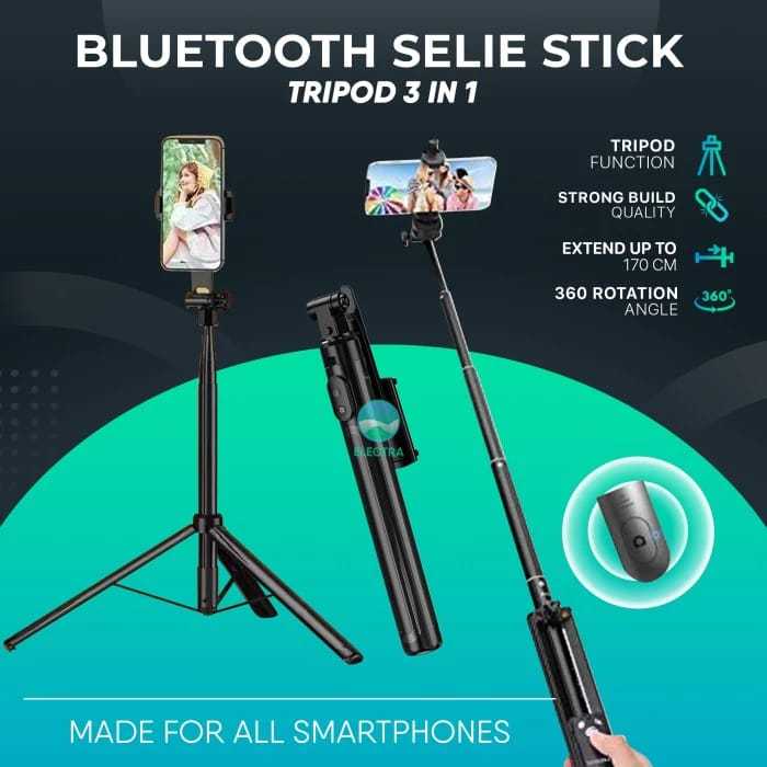 Jual Y17 170cm Tongsis Bluetooth Selfie Stick Tripod 3 In 1 Remote