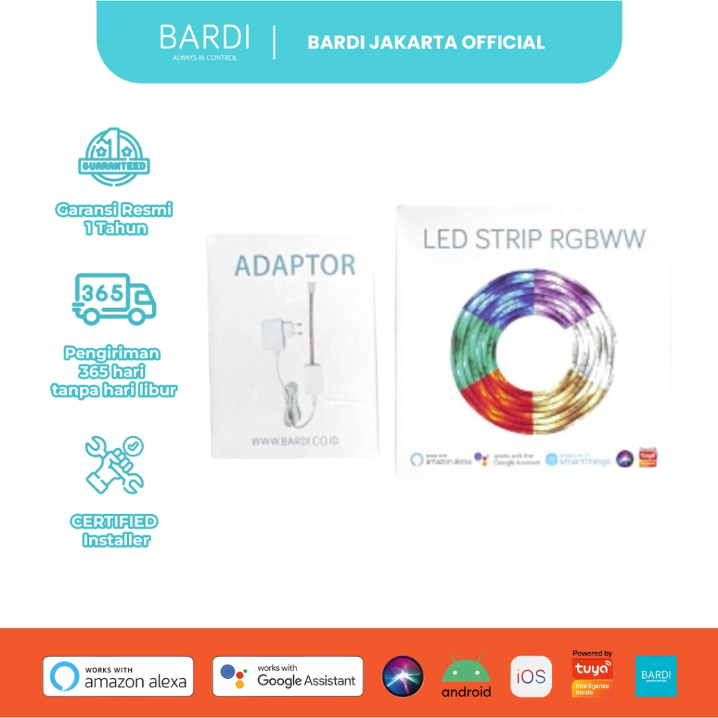 Jual BARDI Smart LED strip 2M RGB WW & Adaptor 1A - Paket Study Office ...