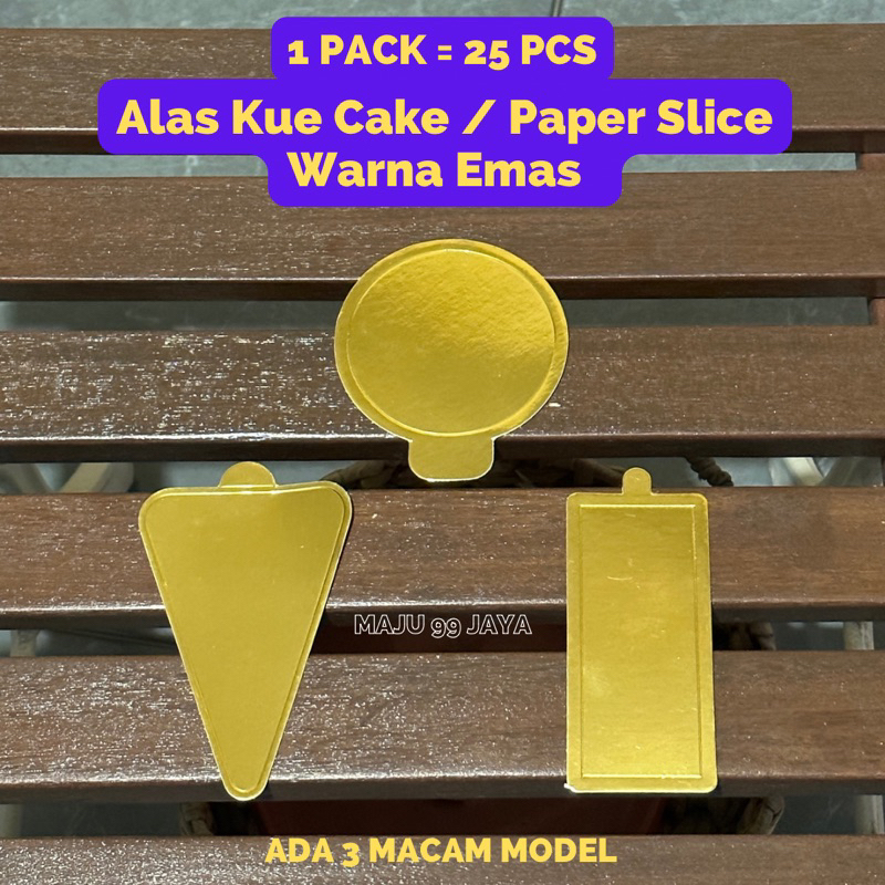Jual (25 PCS) {EMAS} Alas Kue Cake / Paper Slice Warna Emas Tebal ...