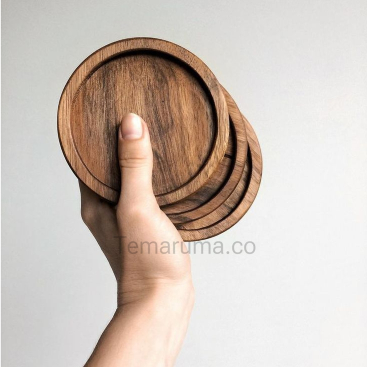 Jual TEMARUMA JAE - WOOD COASTER / TATAKAN GELAS KAYU BULAT AESTHETIK ...