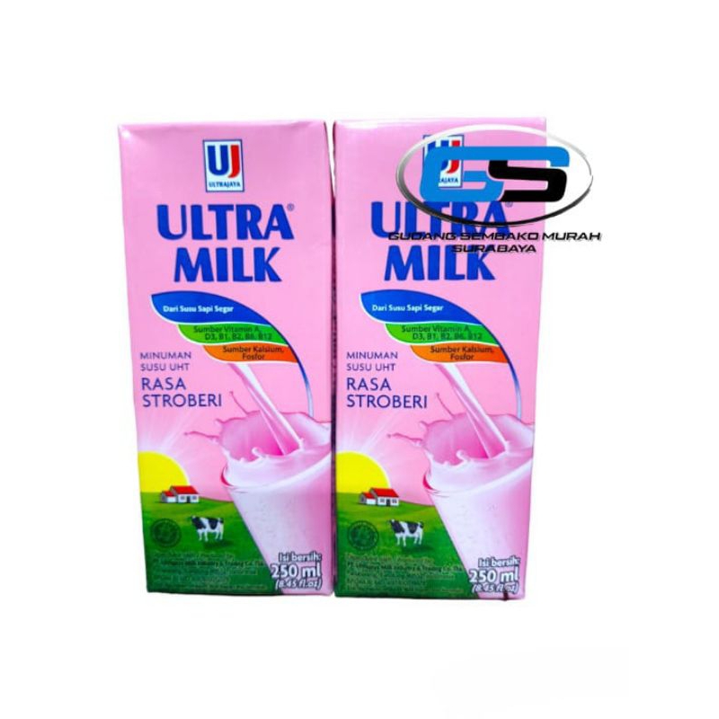 Jual Susu ultra milk strawberry, cokelat 250ml | Shopee Indonesia