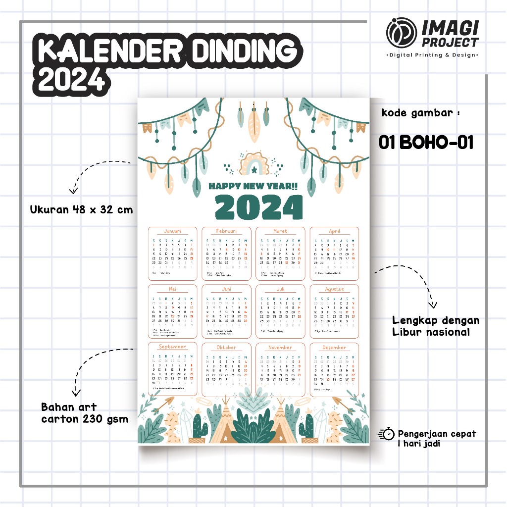 Jual KALENDER 2024 A3+ KALENDER POSTER DINDING AESTHETIC LUCU | Shopee ...