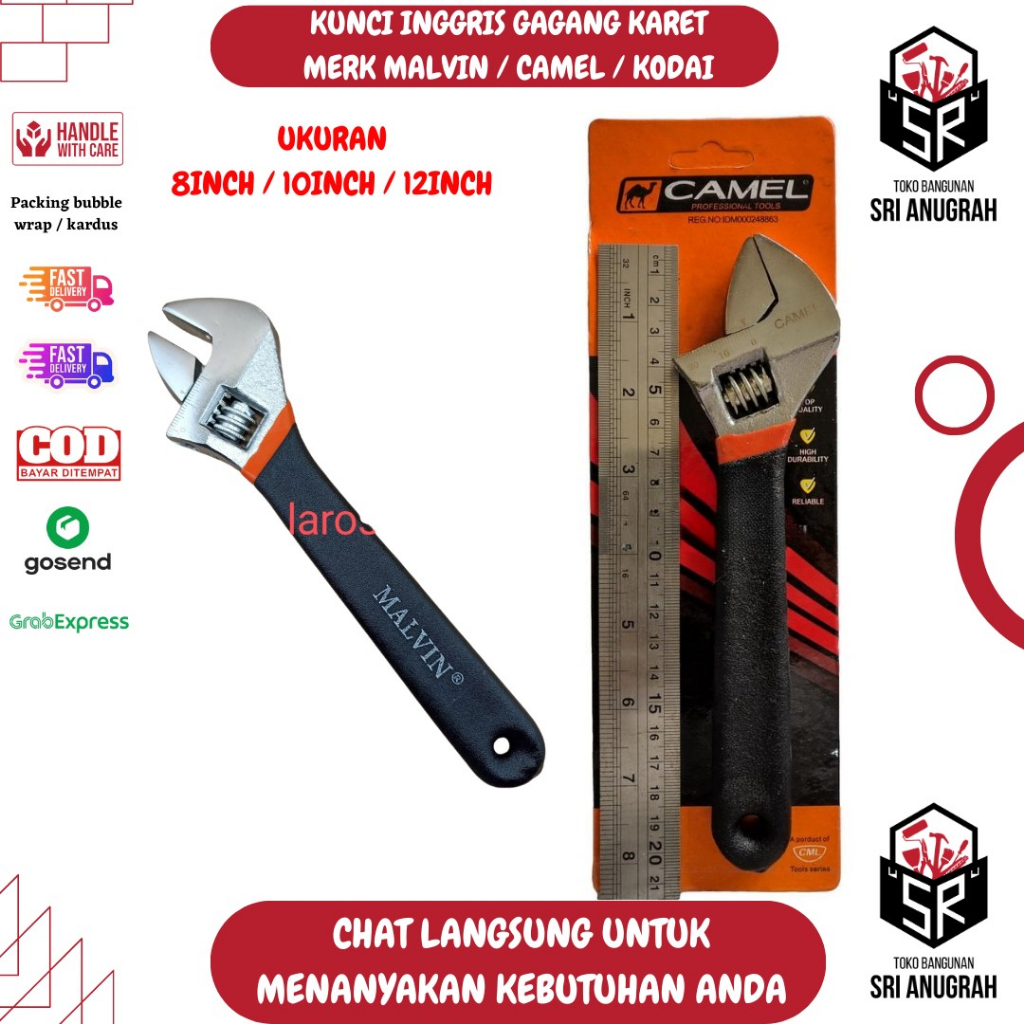 Jual Kunci Inggris Serbaguna Kunci Pipa Adjustable Wrench 8" / 10" / 12 ...