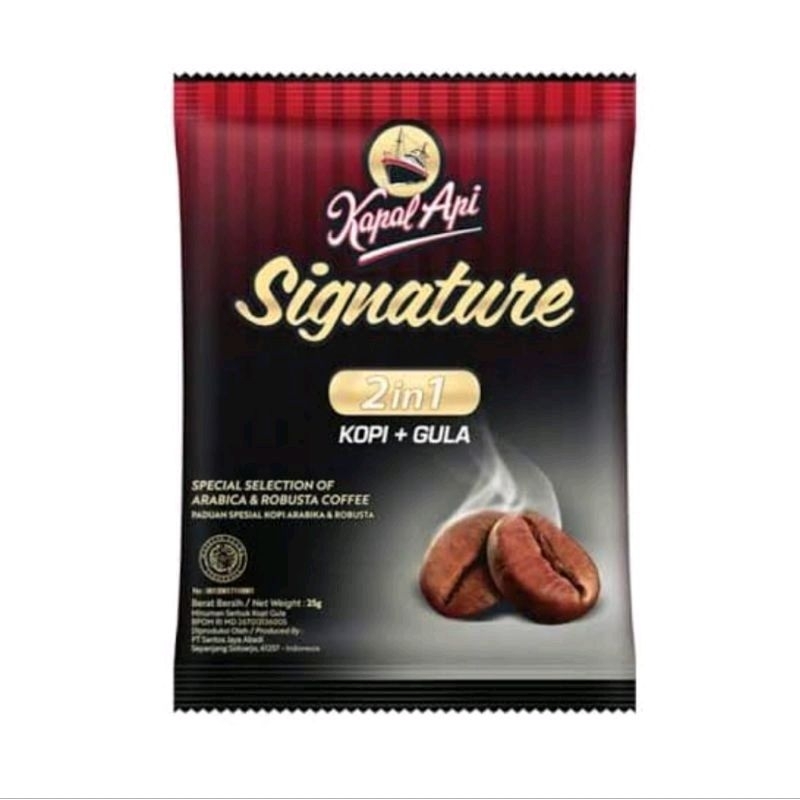 Jual Kapal api 2 in 1 signature ground arabica robusta sachet 25 gram ...