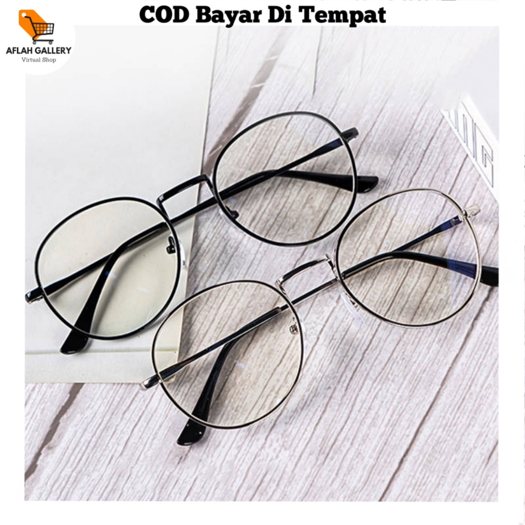 Jual AG Kacamata Oval Wanita Lensa Rangka Transparan Retro Vintage Metal Frame Eyeglasses frame ...