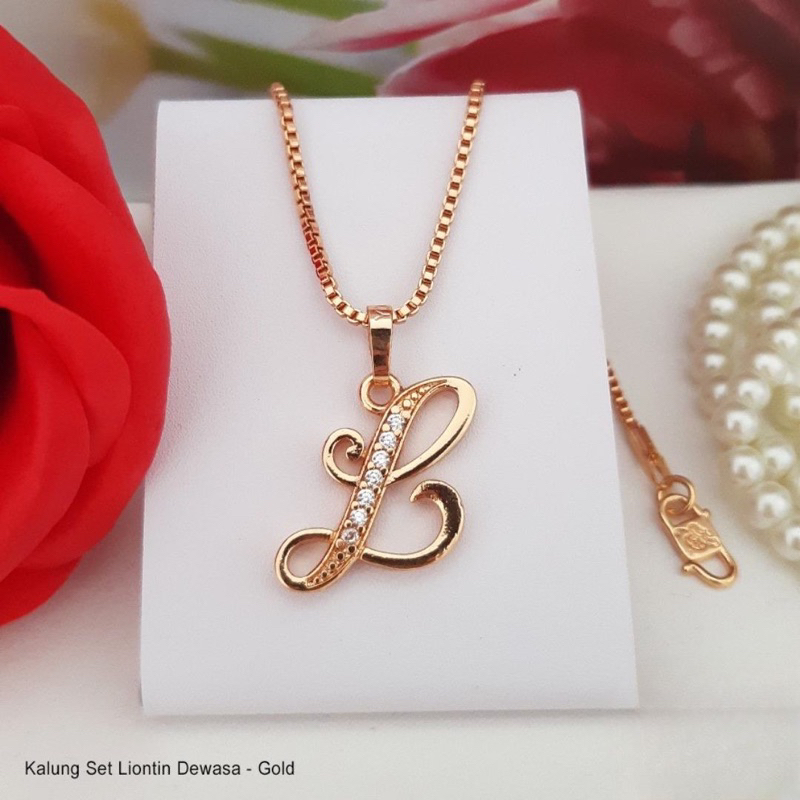 Jual Kalung Huruf Inisial Nama Lapis Emas (set kalung dan bandul huruf ...