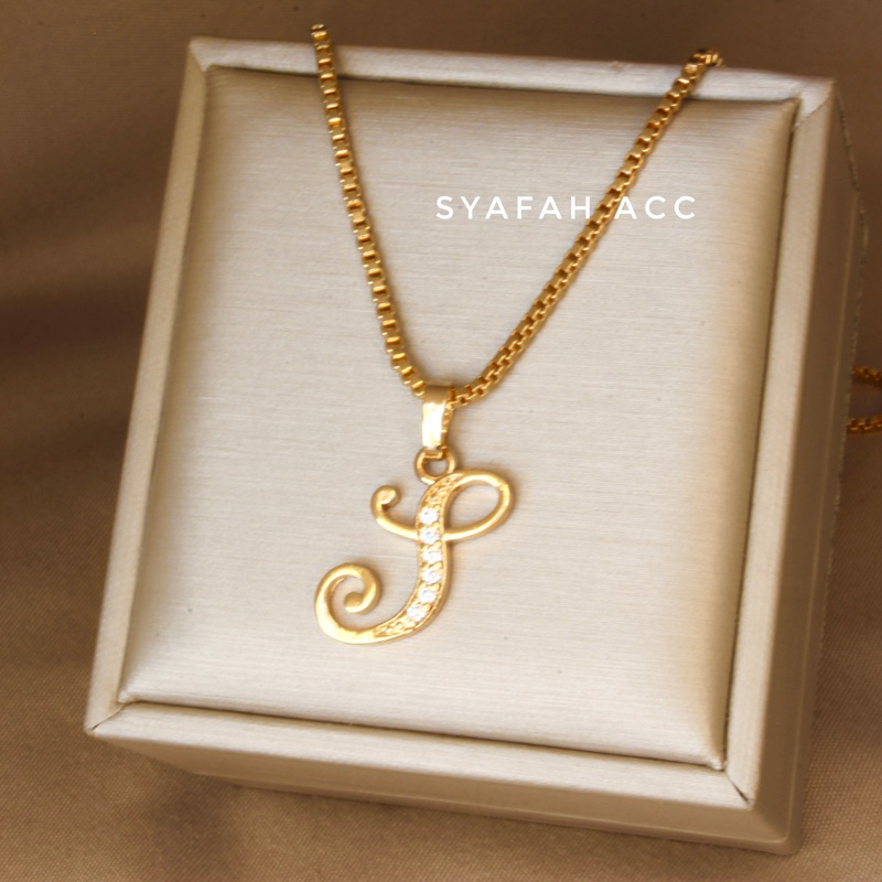 Jual Kalung Huruf Inisial Nama Lapis Emas (set kalung dan bandul huruf ...