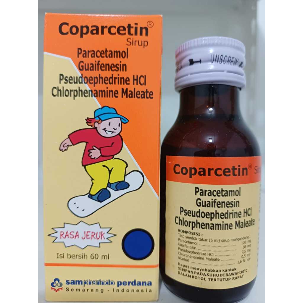 Jual Coparcetin orange obat demam, batuk & pilek rasa jeruk(60ml ...