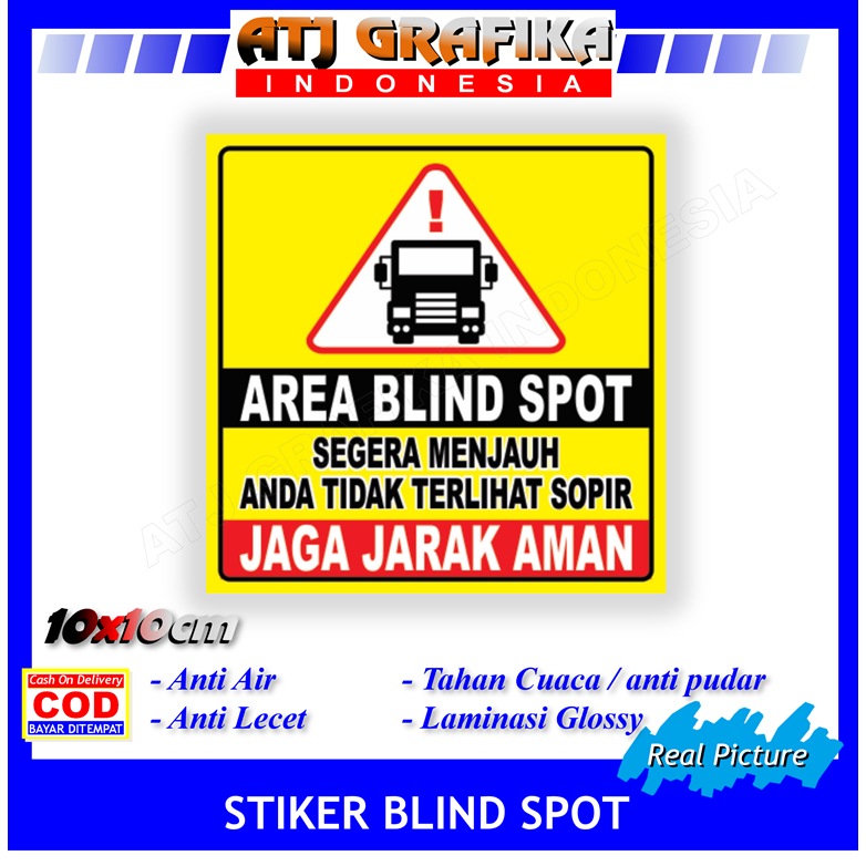 Jual Label stiker blind spot area bahaya kendaraan sticker mobil bis ...