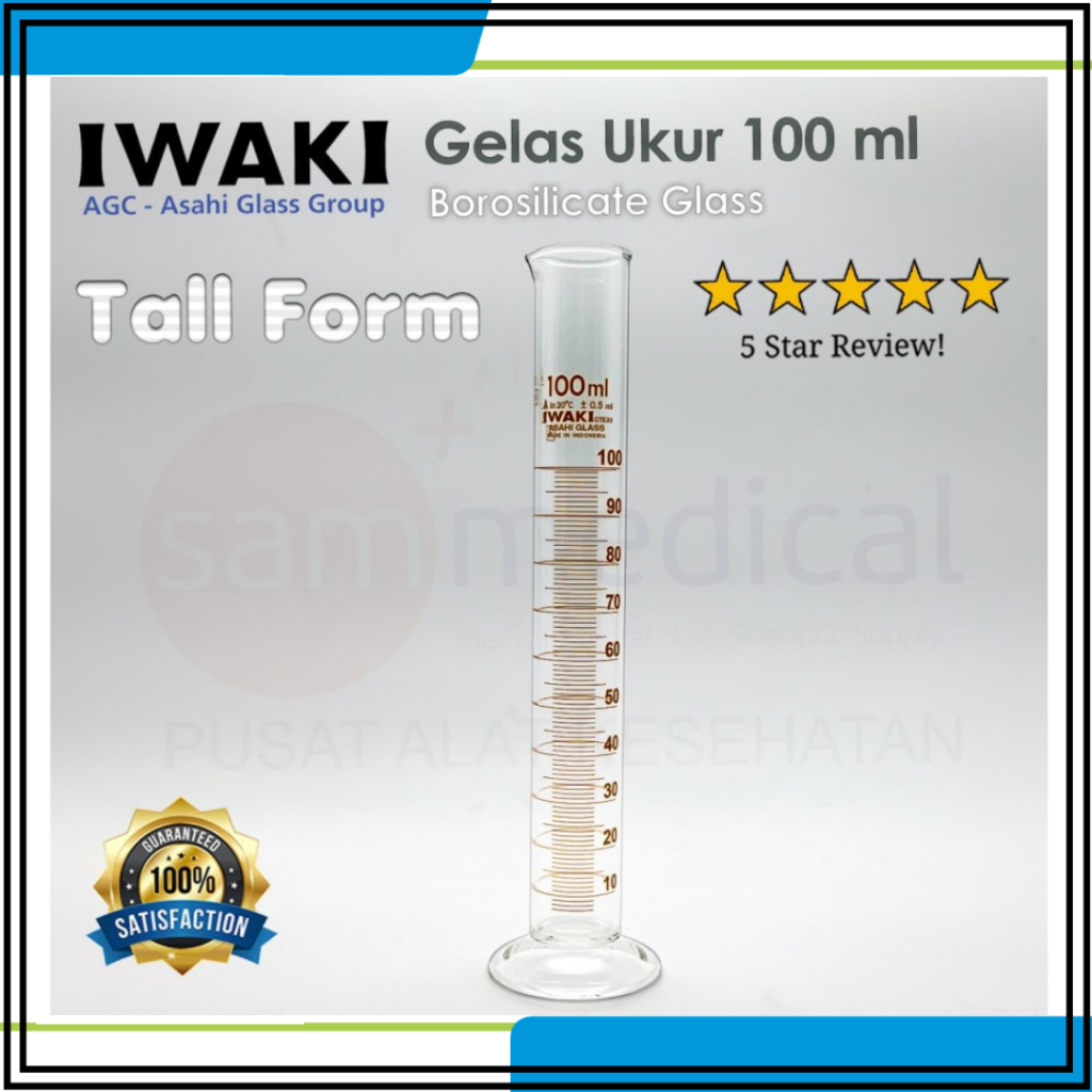 Jual IWAKI Pyrex Gelas Ukur Measuring Cylinder Gelas Takar - 100 ml | Shopee Indonesia