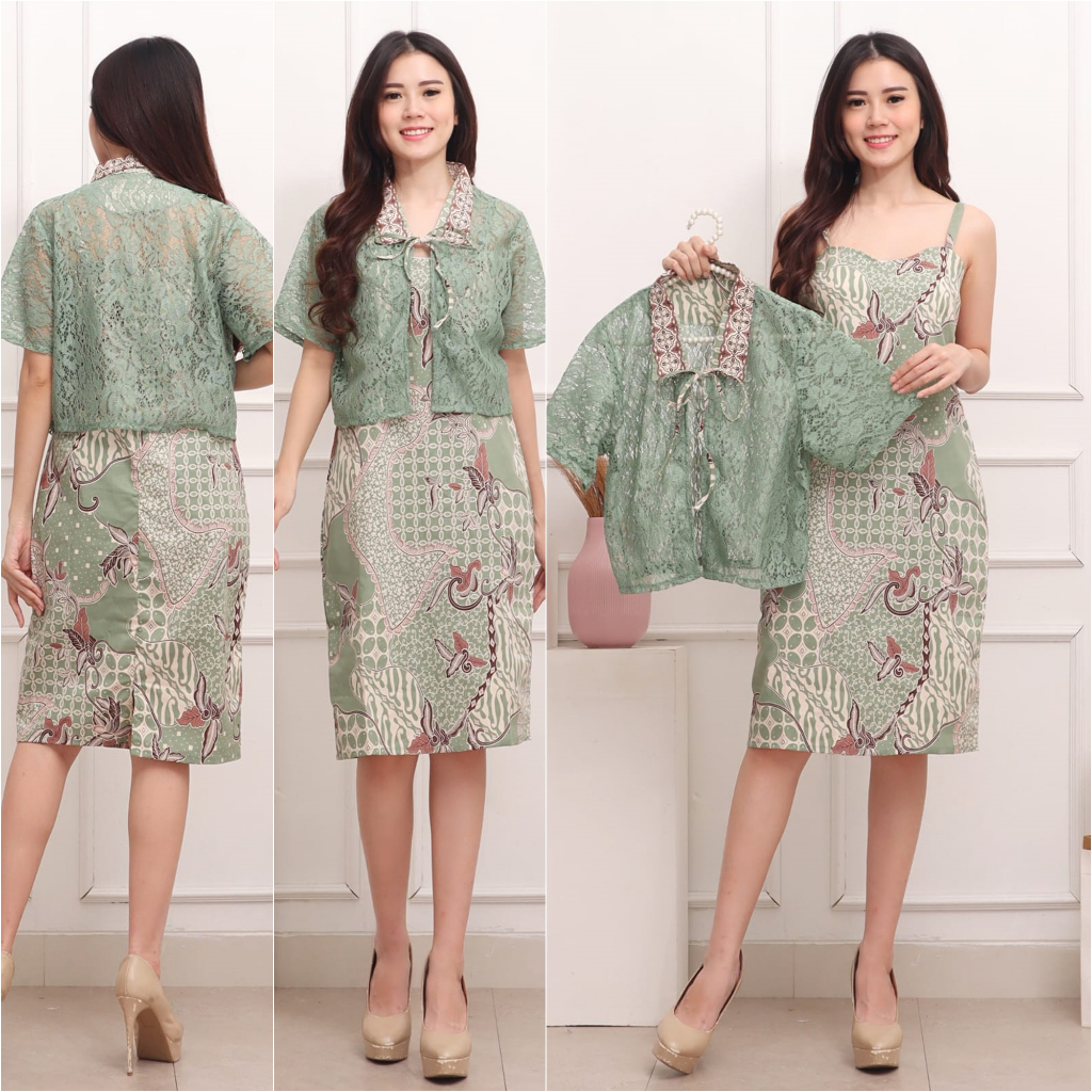 Jual Setelan Kebaya Set Dress Gaun Pesta Batik Wanita Modern dan Outer ...