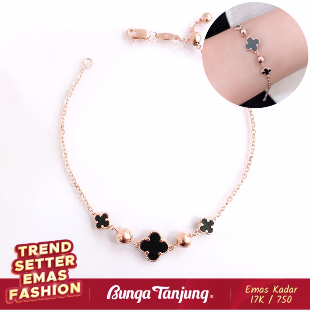 Jual GELANG CLOVER K - EMAS 17K - BUNGA TANJUNG GOLD | Shopee Indonesia