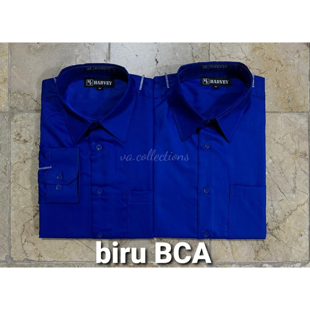 Jual KEMEJA HARVEY - KEMEJA PRIA LENGAN PANJANG / PENDEK WARNA BIRU BCA ...