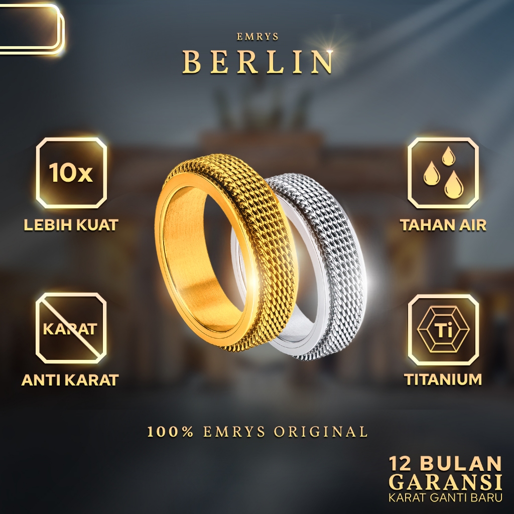 Jual BUY 1 FREE 1 GIFT EMRYS Premium BERLIN Ring Titanium Anti Karat ...