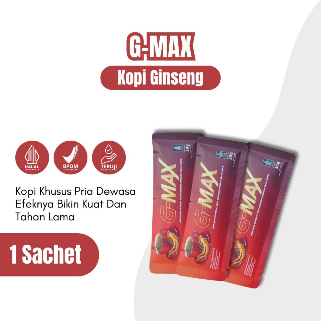 Jual G-MAX Kopi Ginseng Stamina Pria Dewasa Kuat Tahan Lama 1 Sachet @30 Gram | Shopee Indonesia
