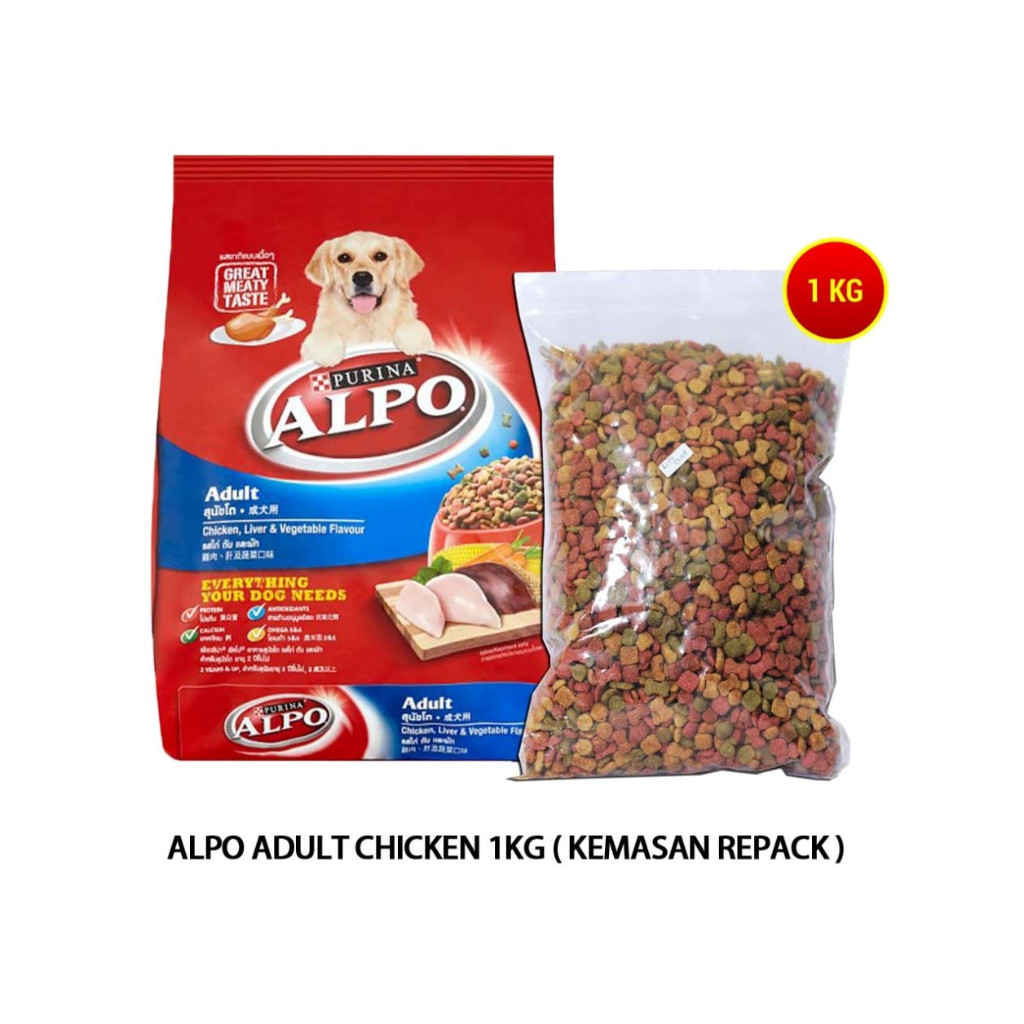 Jual Makanan Anjing Alpo Adult Dog Food Chicken Beef 1 Kg Repack ...