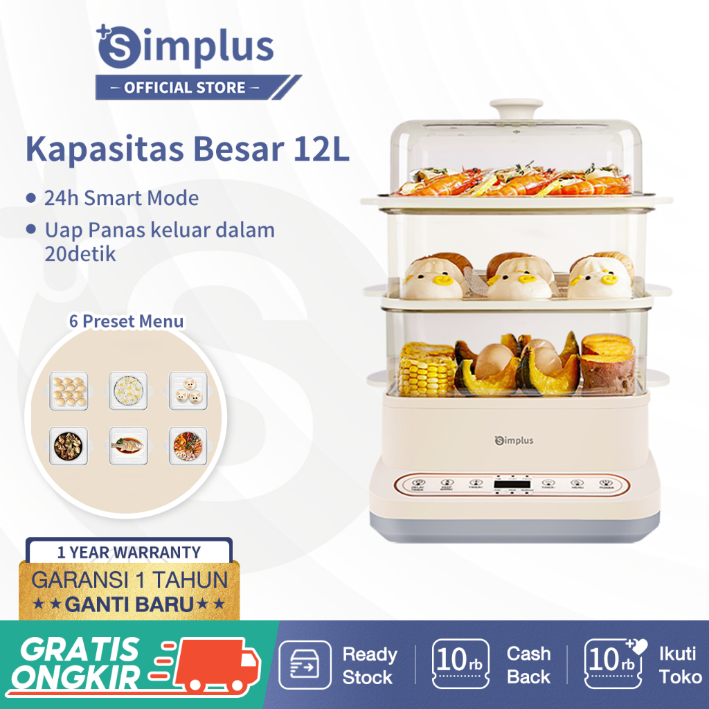 Jual SIMPLUS Electric Steamer 12L Electric Cooker 3 Lapis Steamer Listrik Multifungsi Steamer ...