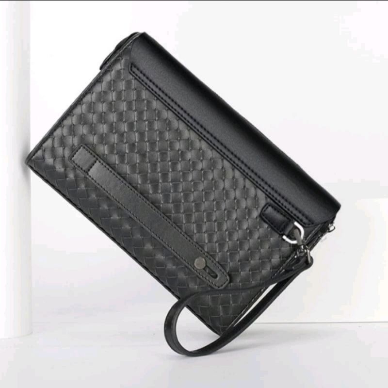 Jual Clutch Handbag Kulit Hitam Gratis pulpen Gold Premium | Shopee ...