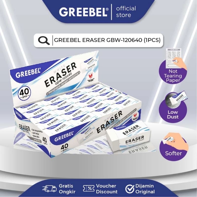 Jual 1 pack 40pcs Penghapus Greebel putih / penghapus Greebel hitam ...