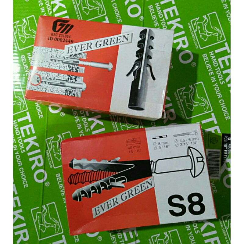 Jual Rumah Skrup S-8 (1dus:100pcs) panjang 4 cm (+10 pcs Baut Sekrup Ramset Plastik S8 heavy ...