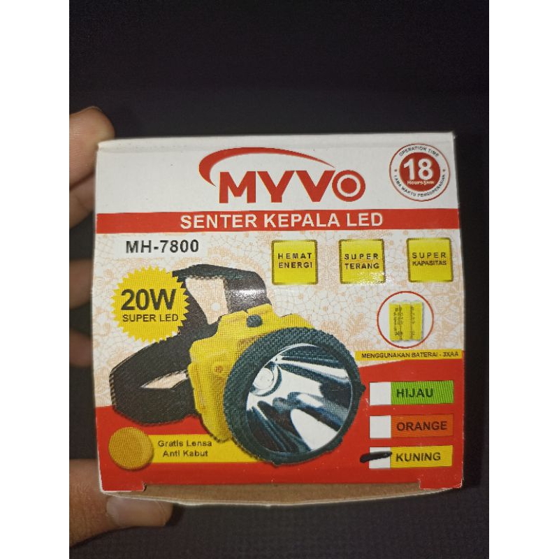 Jual Senter Kepala Myvo 20 Watt Batrai Bisa 2 Cahaya | Shopee Indonesia