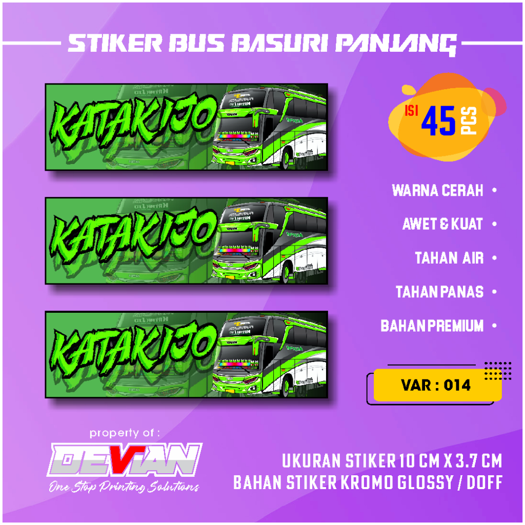 Jual stiker bus basuri KATAK IJO panjang [014] isi 45 pcs warna cerah ...