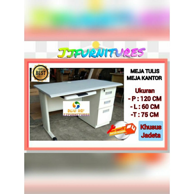 Jual Meja Kantor Besi/Meja Computer/Meja kerja 3 Laci | Shopee Indonesia