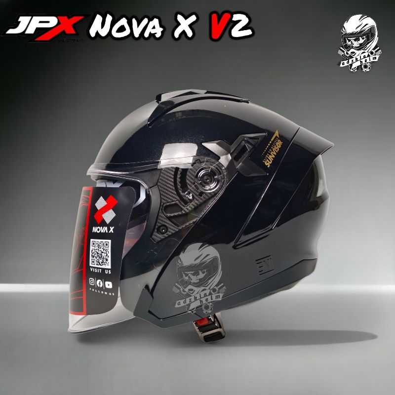 Jual HELM JPX NOVA X SOLID BLACK GLOSY/HITAM v2 | HALF FACE | MODEL ...