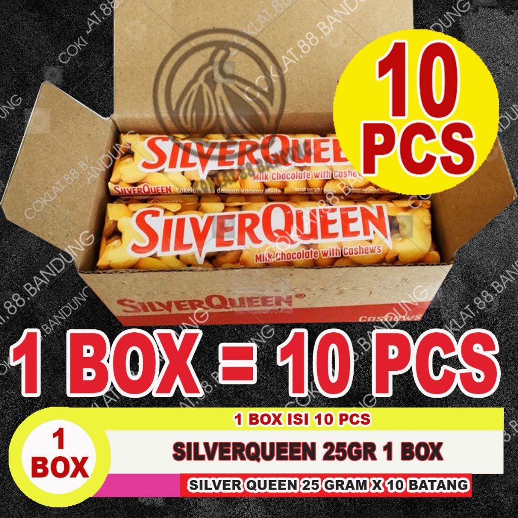 Jual COKLAT SILVERQUEEN 1 BOX 25GR, SILVER QUEEN METE 25GR 1 DUS ISI 10 PCS X 25 GRAM | Shopee ...