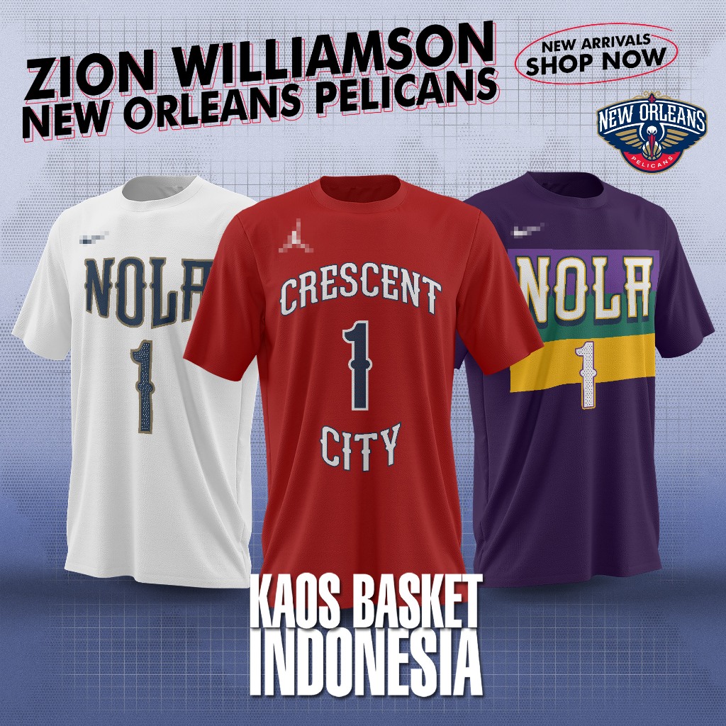 Jual Baju Basket Pria Wanita NBA T shirt basket Kaos New Orleans ...