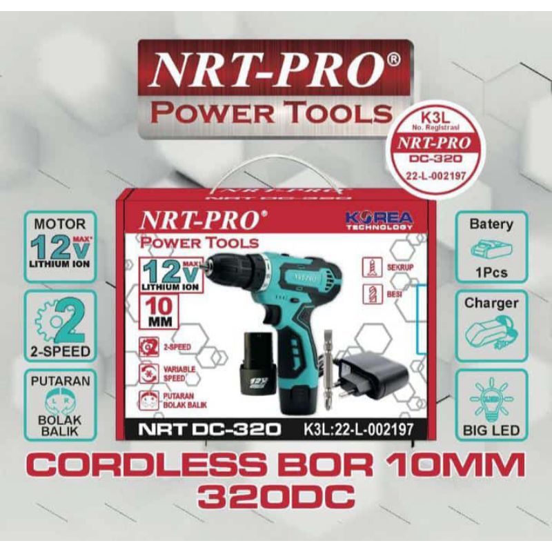Jual NRT-Pro Cordles Bor DC 320 12v Cordless Drill Screwdriver - Bor 1 ...