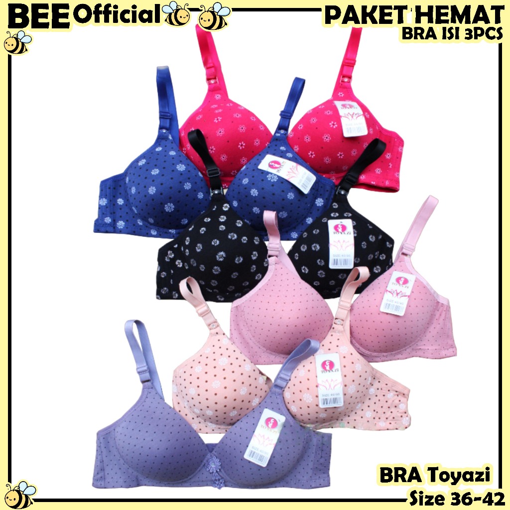Jual 3PCS Pakaian Dalam Wanita Bra Tanpa Kawat Kait 3 Kualitas Premium TOYAZI | Shopee Indonesia