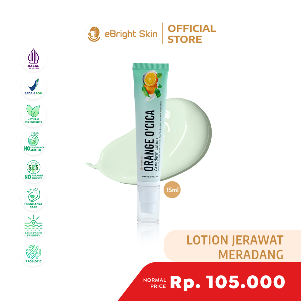 Jual eBright Skin Lotion Jerawat Meradang - Orange O'Cica Acnederm ...