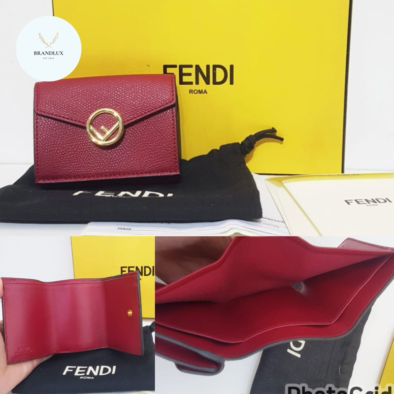 Jual FF mini wallet complete set Triplefold red leather GHW | Shopee ...