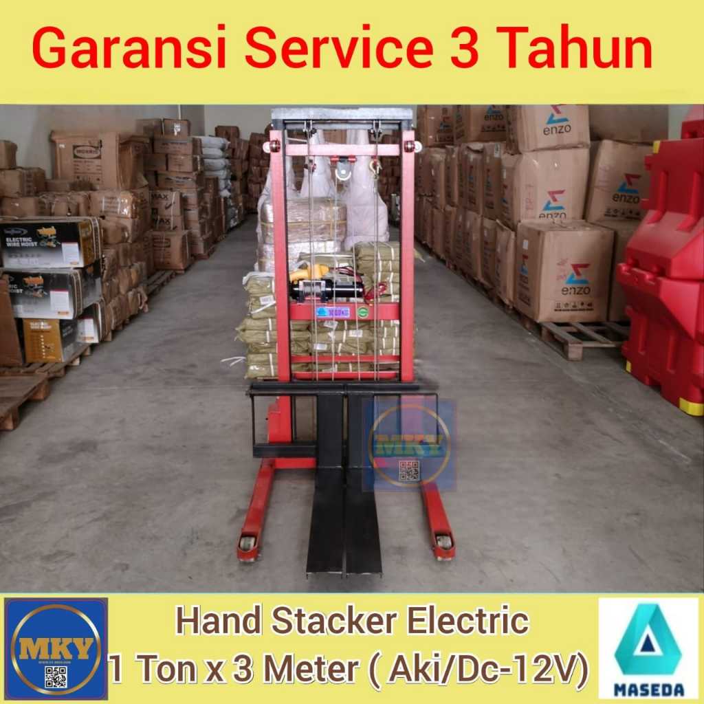Jual Electric Elektrik Hand Stacker Hand Lift Hand Forklift 1 Ton x 3 ...