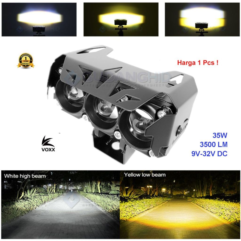 Jual Lampu LED Tembak Sorot Laser 3 Mata LED SQL 3 Mata HiLo Projie 35W ...