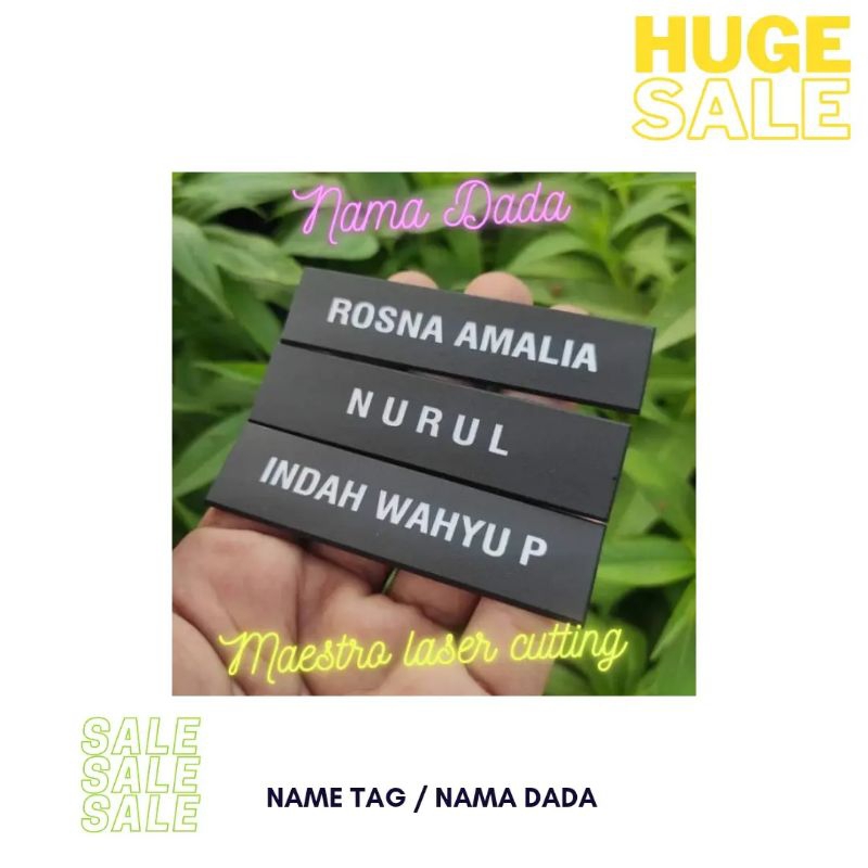 Jual Nama Dada / Name Tag Akrilik Magnet Gravir Laser Cut Murah ...