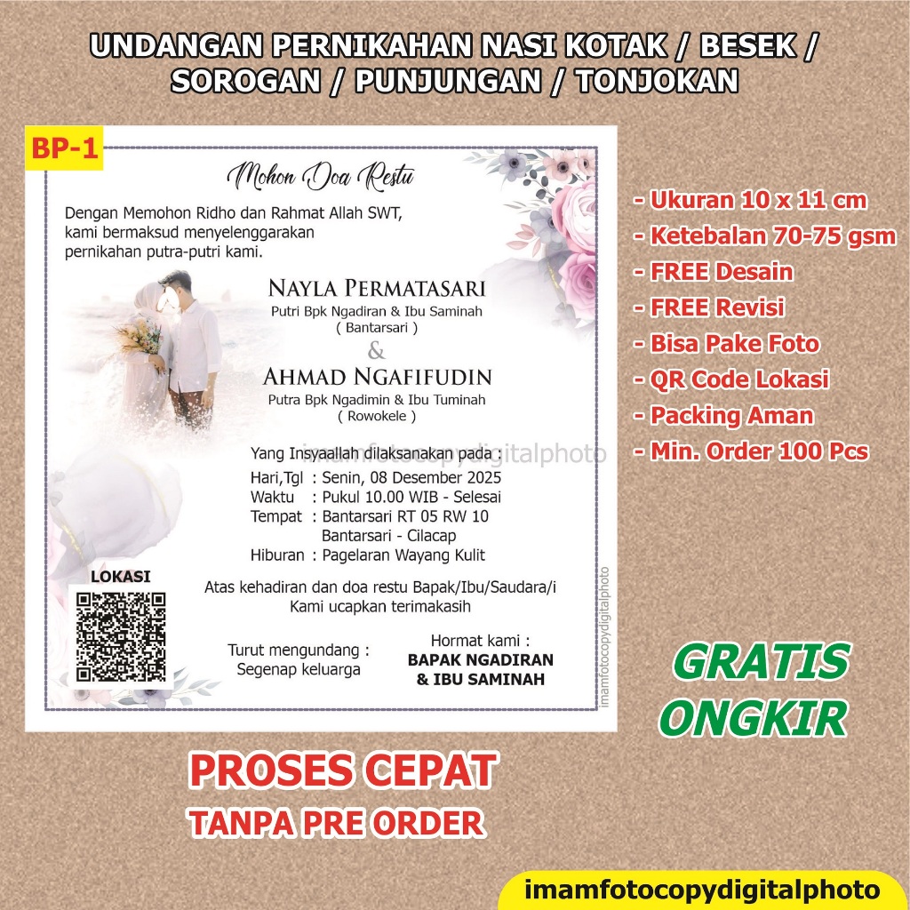 Jual UNDANGAN PERNIKAHAN BESEK WARNA | UNDANGAN NASI KOTAK BERWARNA ...