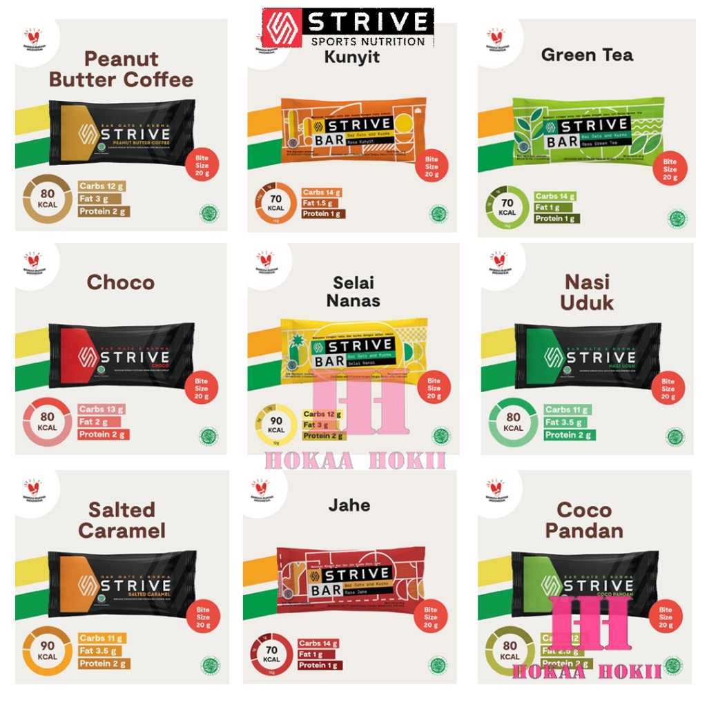 Jual Strive Energy Bar 20gr protein 1 Box isi 5 Pcs | Halal - Snack ...