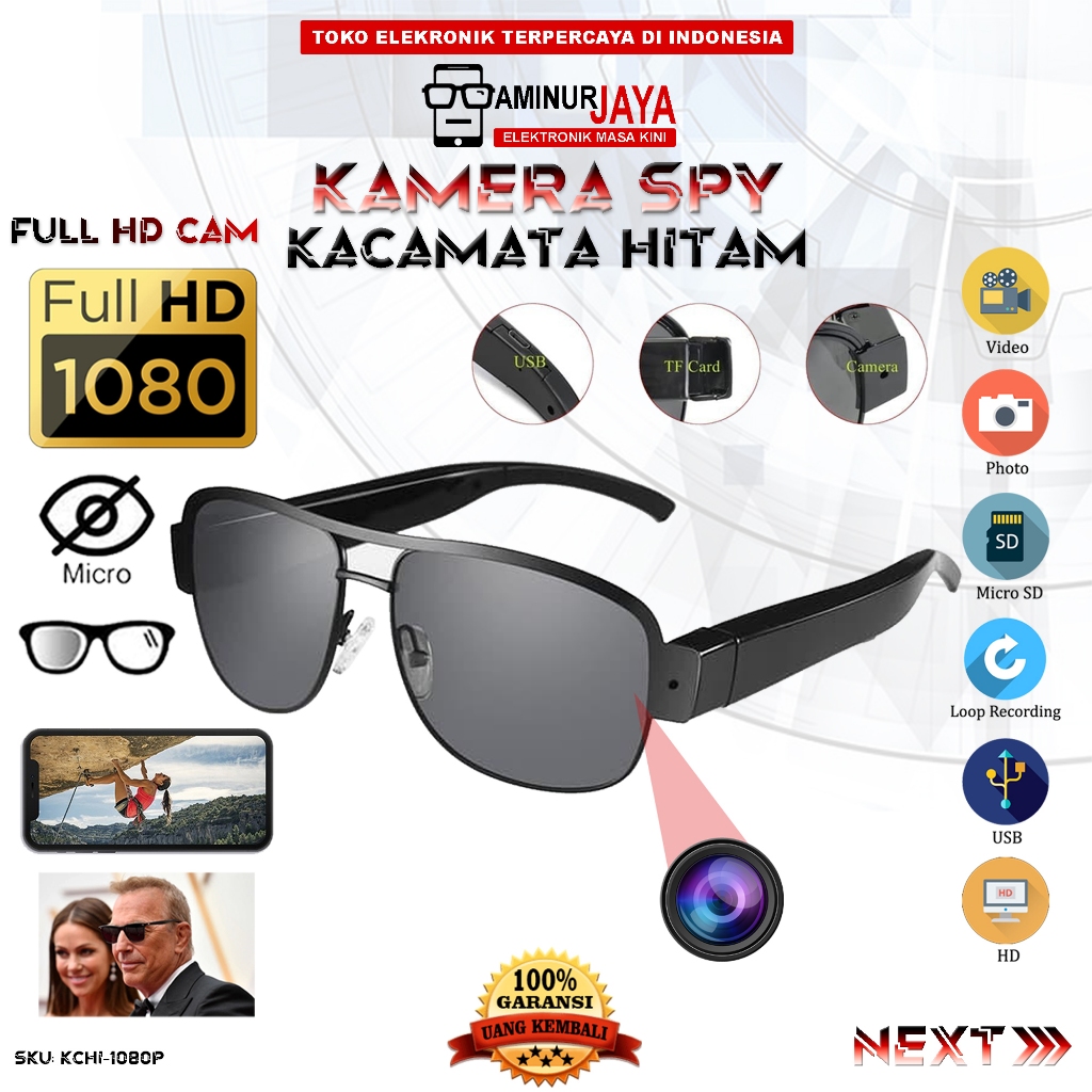 Jual Kamera Kacamata Hitam Full HD 1080P Camera Glasess Eyewear ...