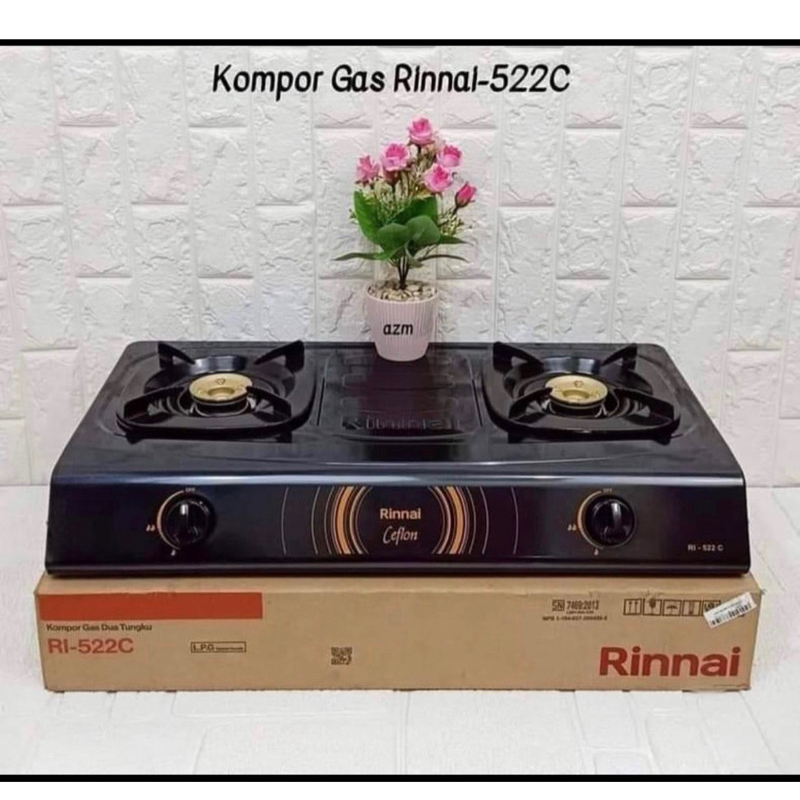 Jual Rinnai RI 522C/ Kompor Gas rinnai 2 Tungku Teflon Burner Kuningan ...