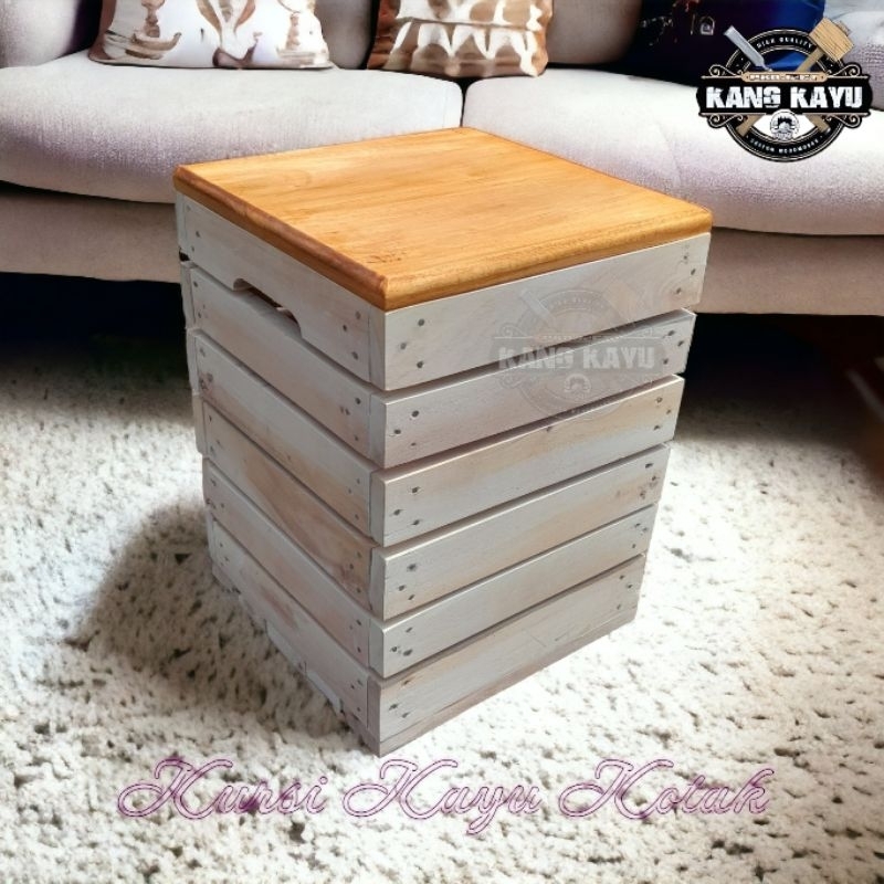 Jual Kursi kayu kotak minimalis kotak penyimpanan kursi cafe bar ...