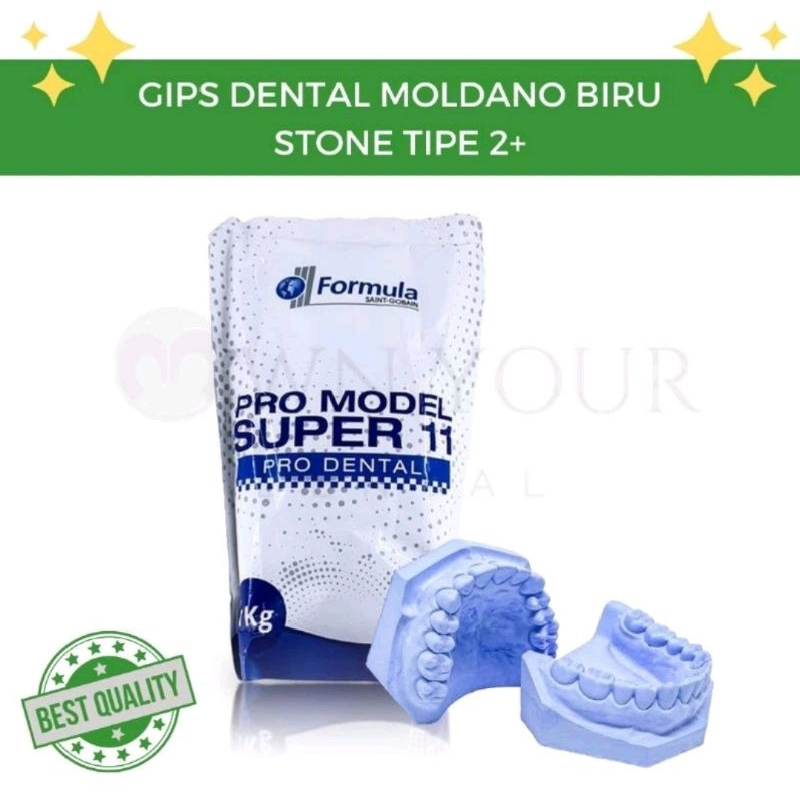 Jual Gips Dental Moldano Stone Biru Tipe II (2+) Pro Model Bahan Cetak ...