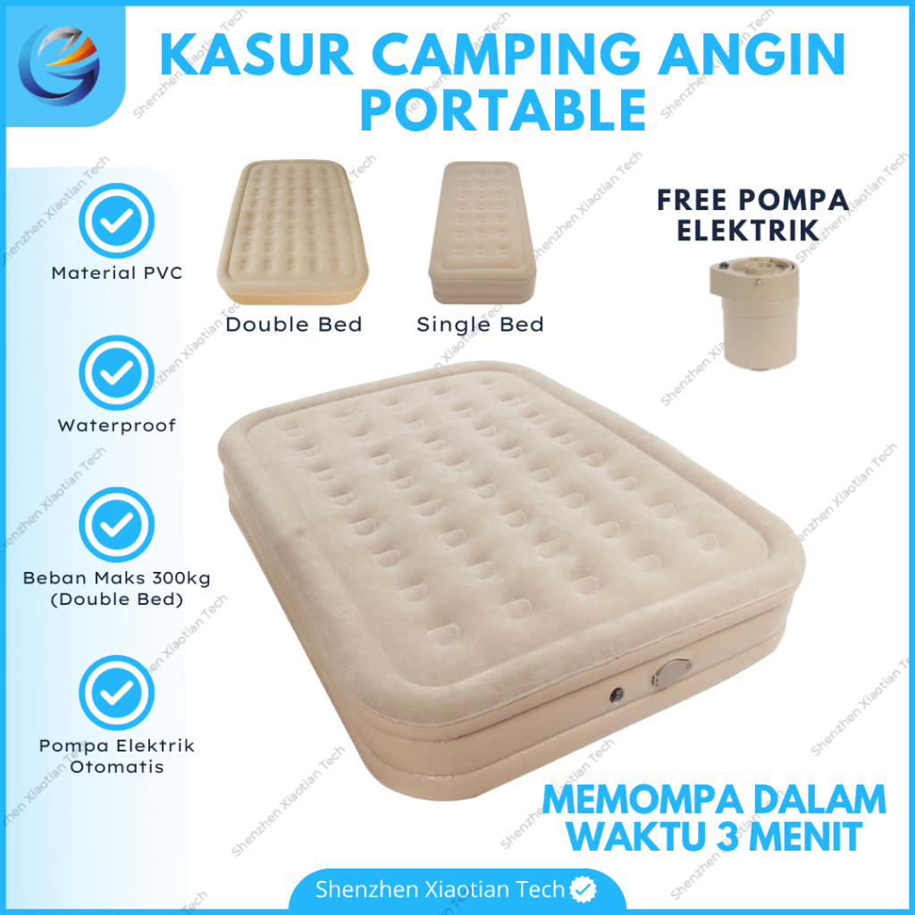 Jual [ Free Pompa ]Kasur Camping Pompa Tiup Double Bed | Kasur Camping ...